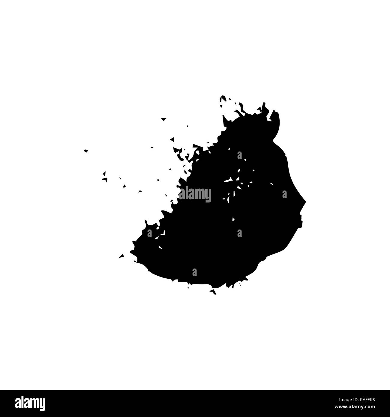 Ebony ink blob. Black blotch on white background. Ink splatter with ...