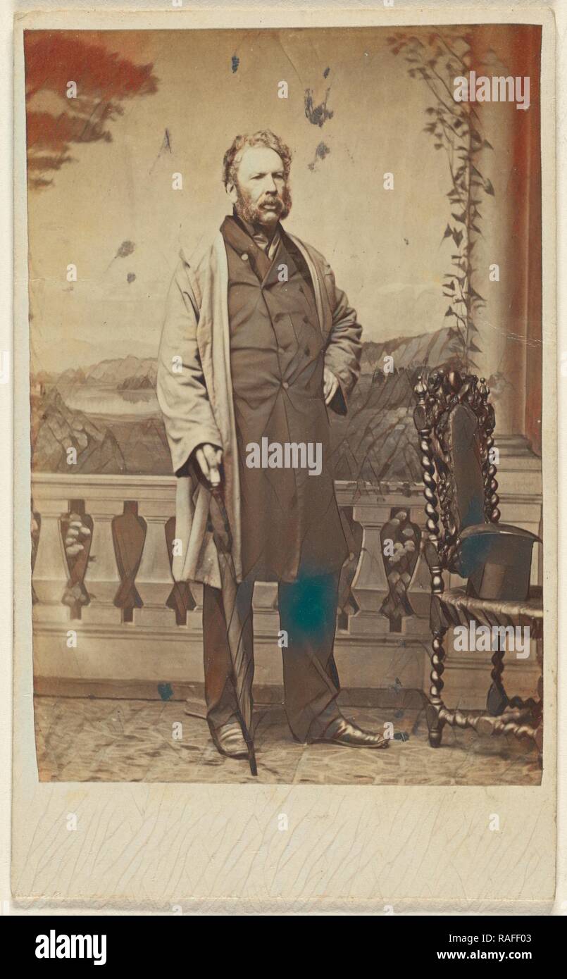 bearded man, holding an umbrella, standing, John Urie (Scottish, 1820 ...