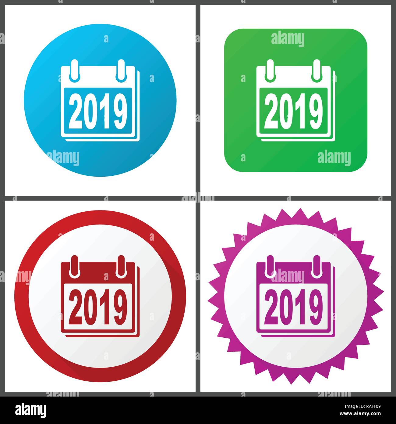 New year 2019 vector icon set. Flat design web icons in eps 10 ...