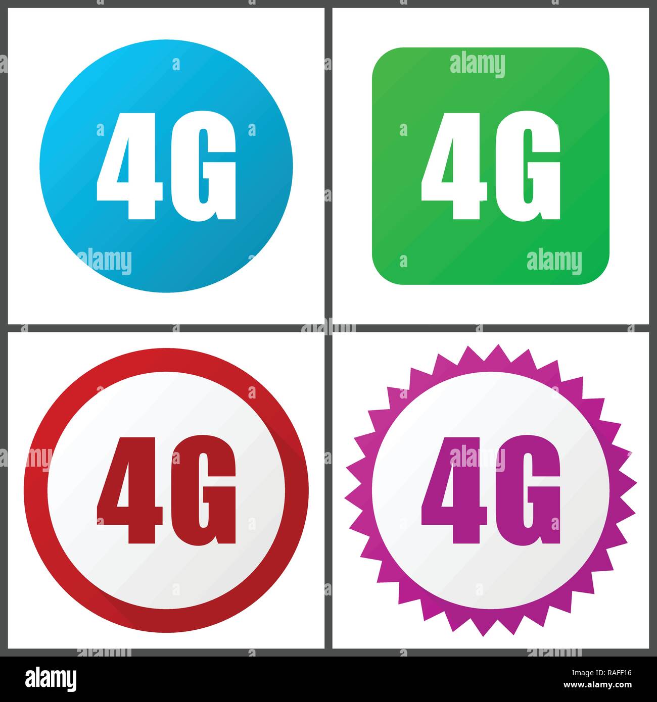 4g vector icon set. Flat design web icons in eps 10. Colorful internet ...