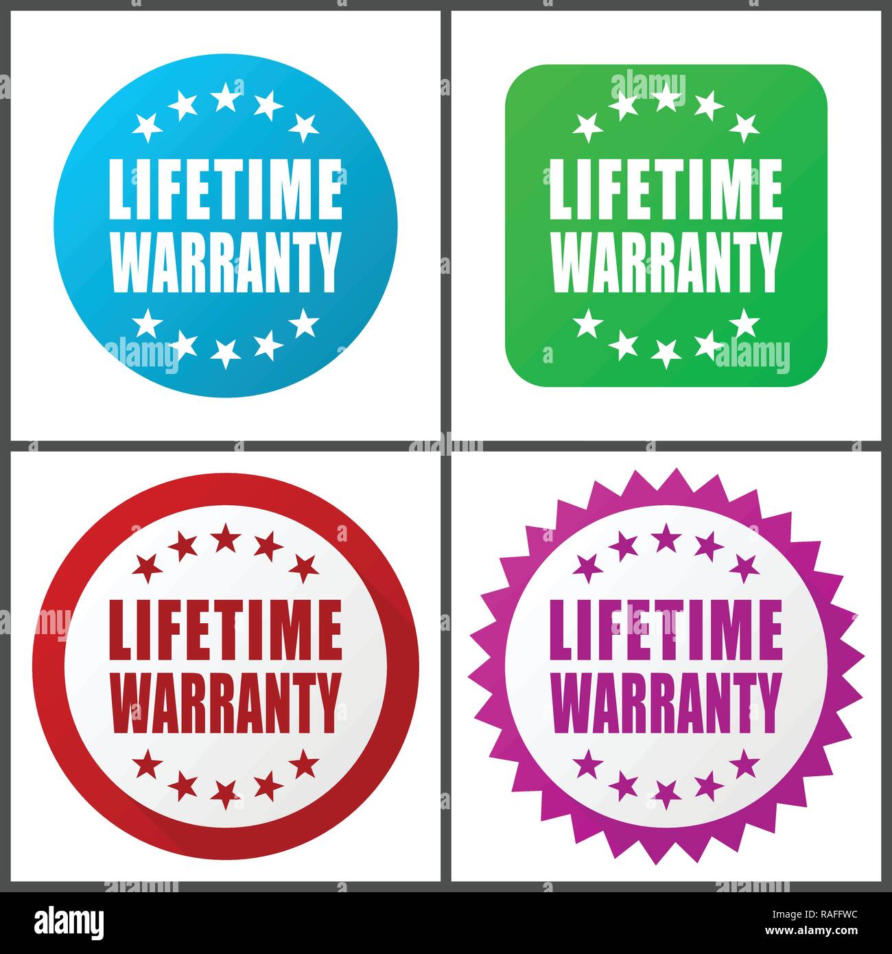 Lifetime warranty vector icon set. Flat design web icons in eps 10 ...
