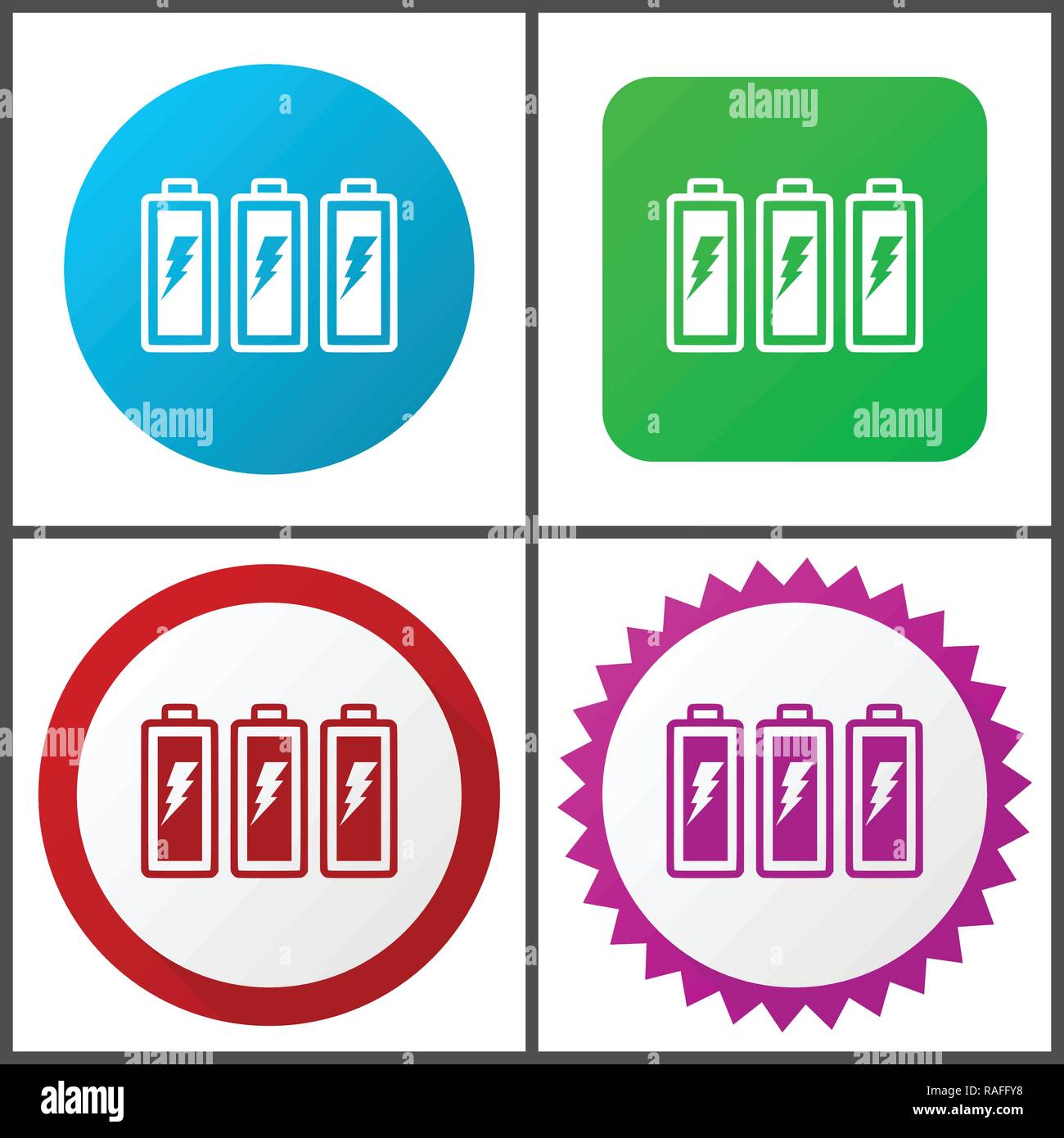 Battery vector icon set. Flat design web icons in eps 10. Colorful ...