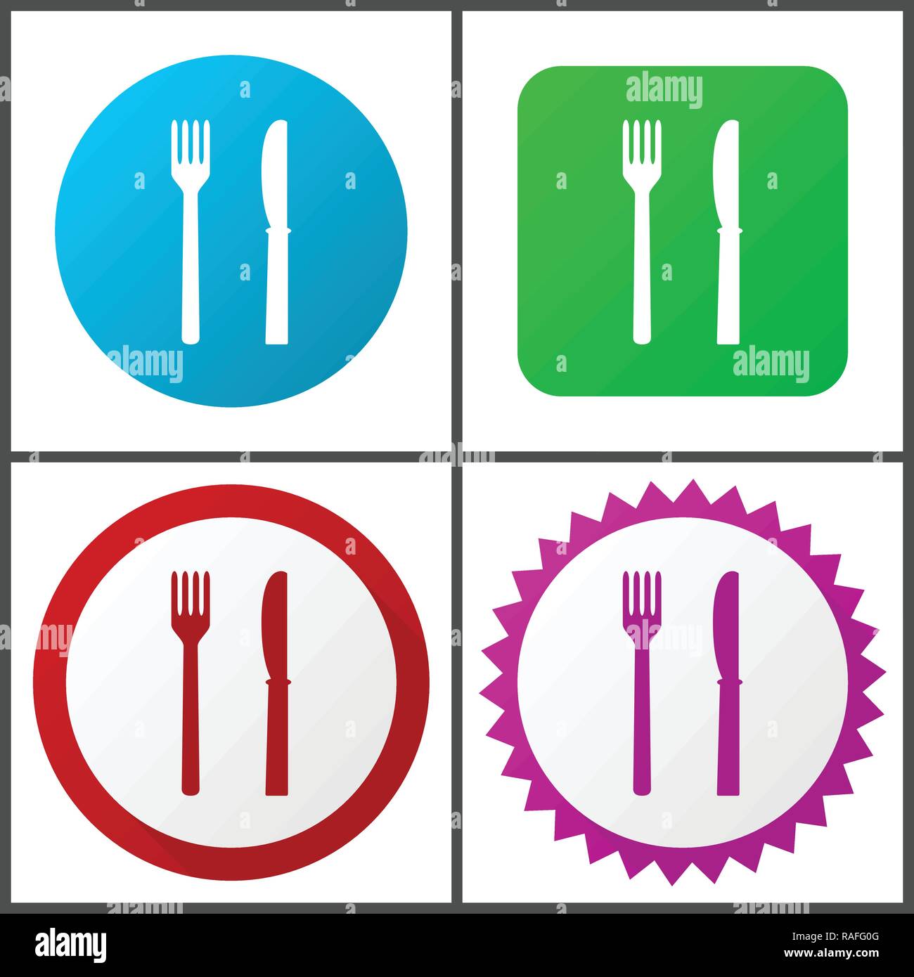 Eat vector icon set. Flat design web icons in eps 10. Colorful internet ...