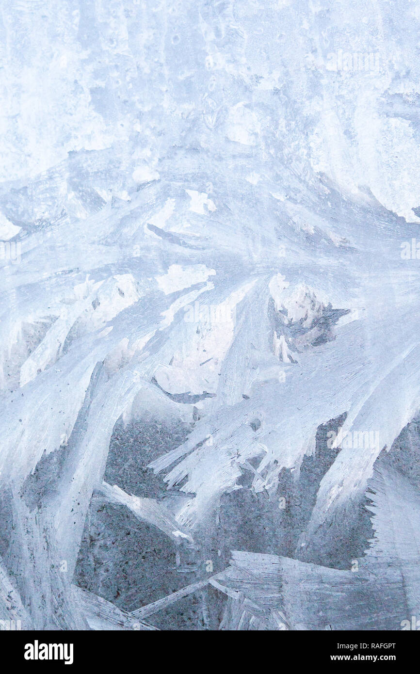 Frosty patterns on a frozen ice box in the early morning Stock Photo ...