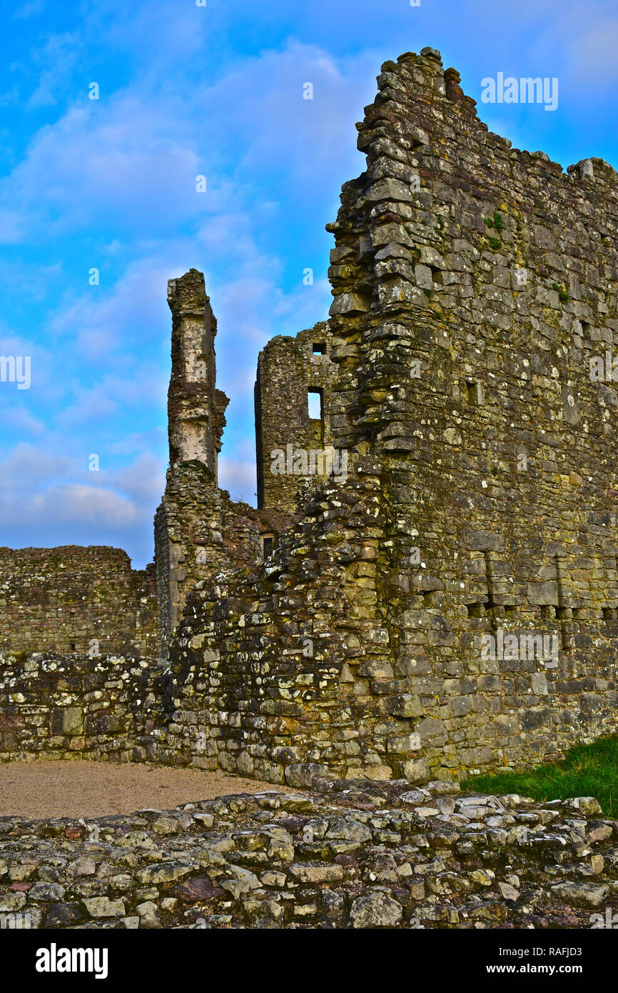 The historic remains of Coity Castle nr Bridgend, in the warm glow of ...