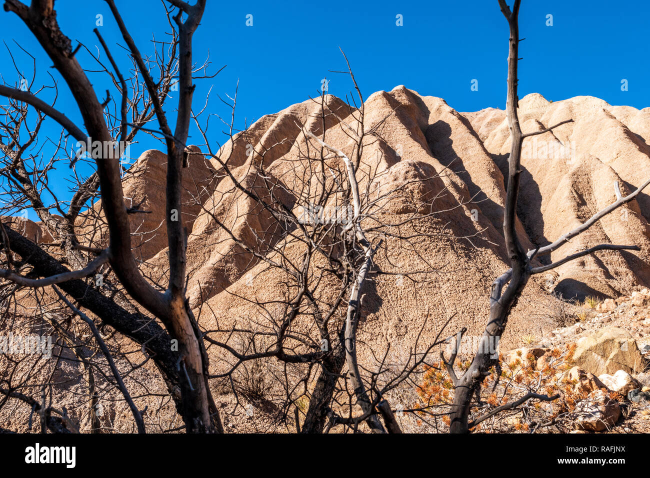 Unusual Bentonite clay rock formations created by erosion; Castle ...