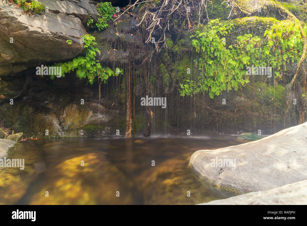 Beautiful summer destination at Pithara waterfalls in Andros island ...