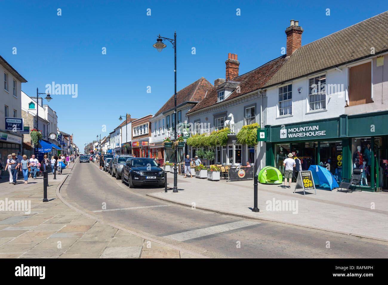 Pavement north street shops shopping sudbury suffolk market town hi-res ...