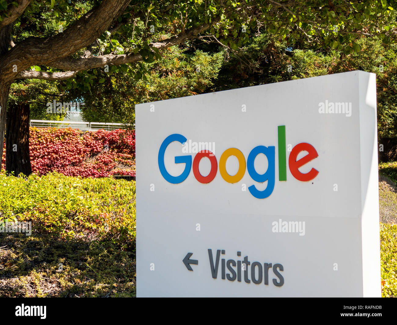 Google logo at Googleplex headquarters main office Stock Photo - Alamy