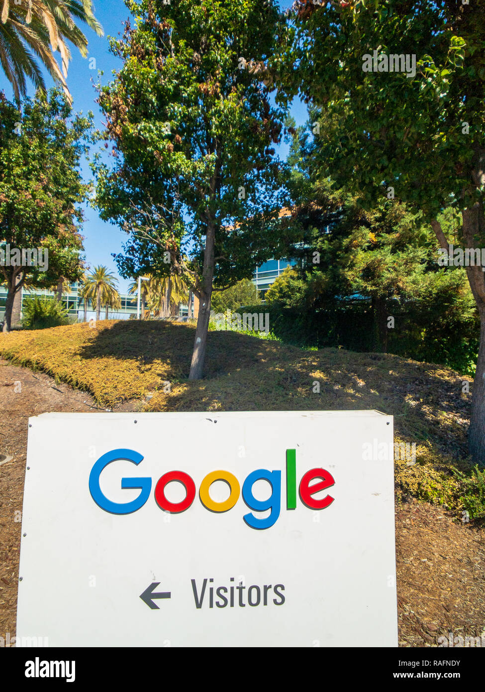 Google logo at Googleplex headquarters main office Stock Photo - Alamy