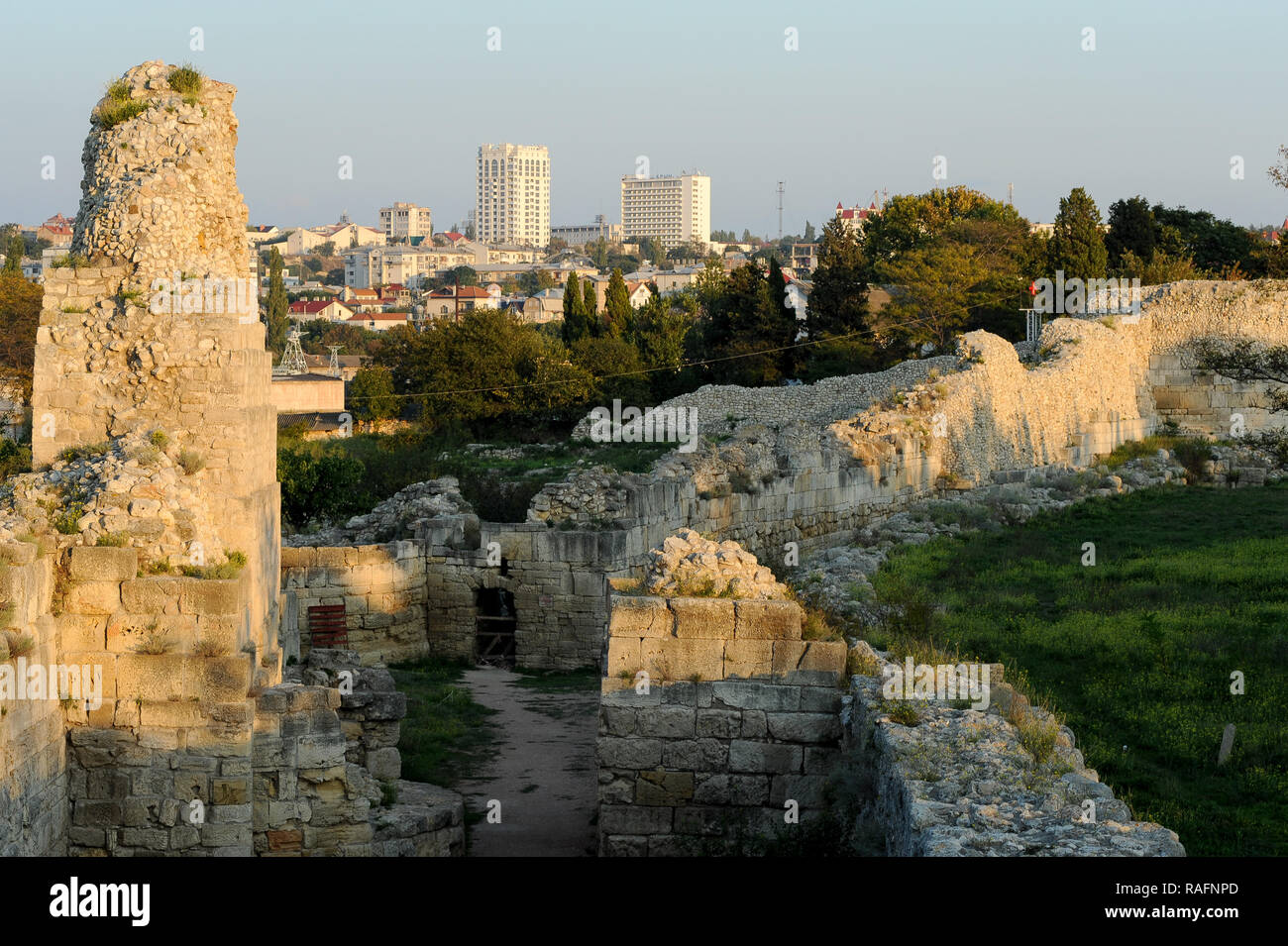 Roman defensive walls from II century with towers and Zenon tower of ...