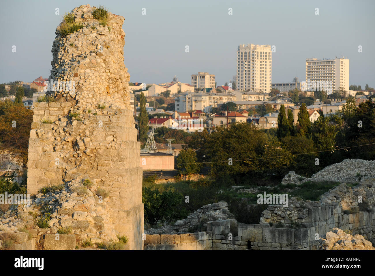 Roman defensive walls from II century with towers and Zenon tower of ...