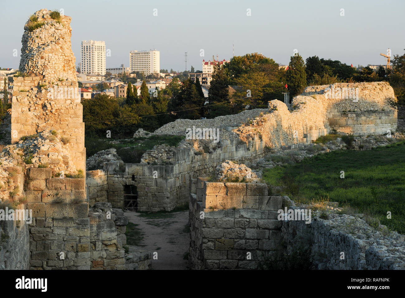 Roman defensive walls from II century with towers and Zenon tower of ...