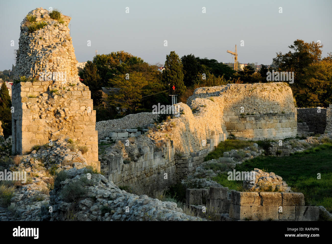 Roman defensive walls from II century with towers and Zenon tower of ...