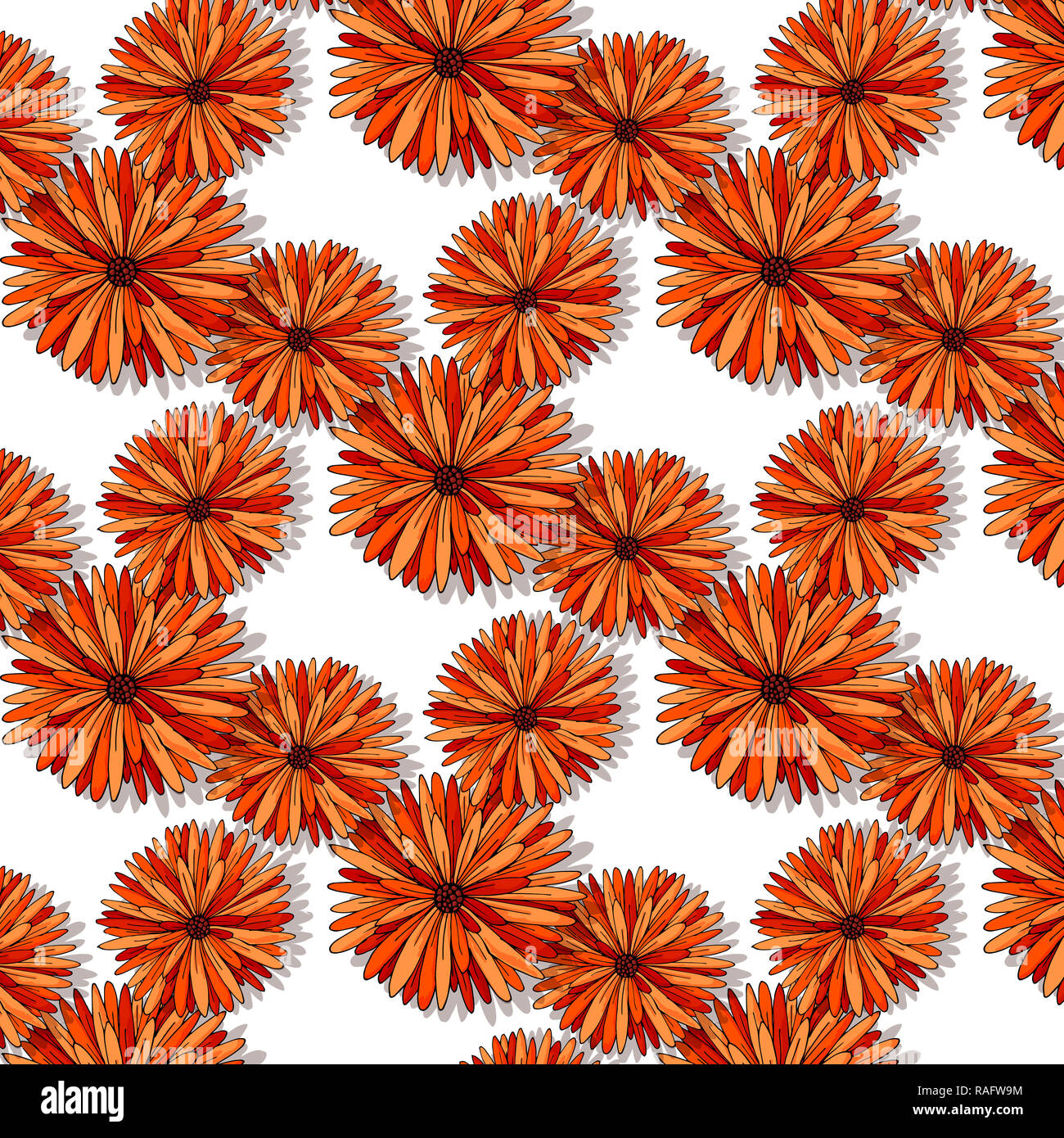 Cute colorful flowers seamless pattern on white background Hand drawn ...