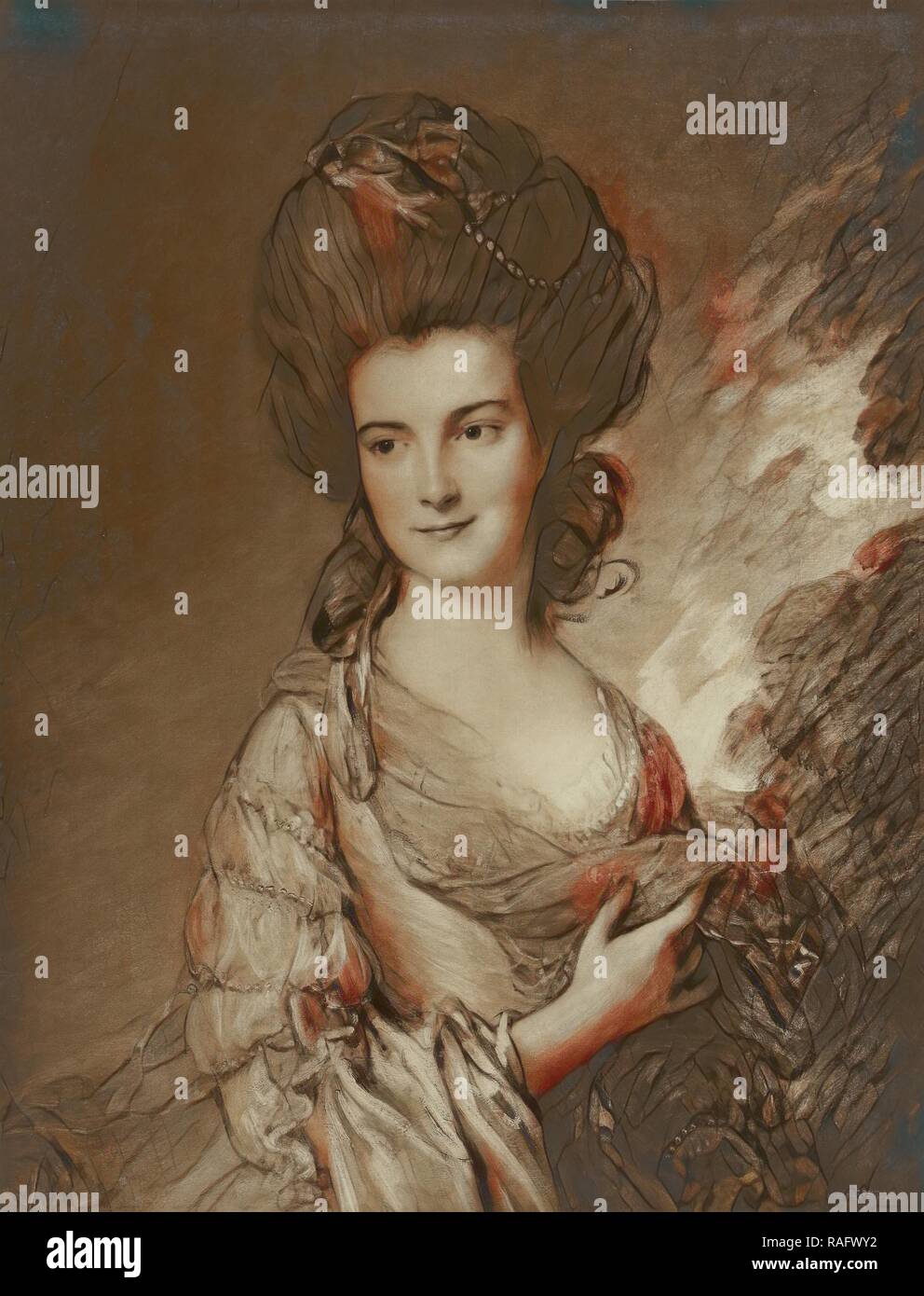 Detail of Gainsborough's Portrait of Madame Beaufoy, Adolphe Braun ...