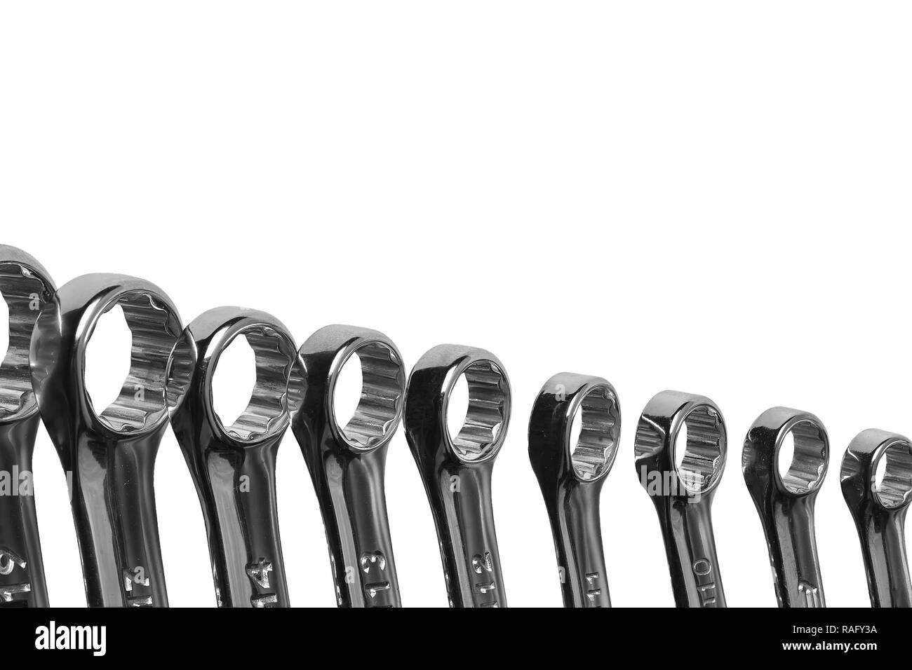Set of wrench tool isolated on white background. Industrial background ...