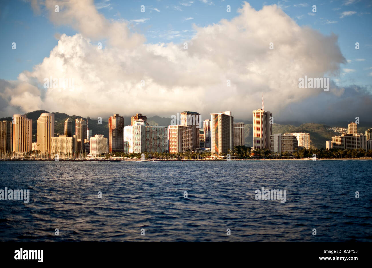 Scenic view of water-front city form ocean Stock Photo - Alamy