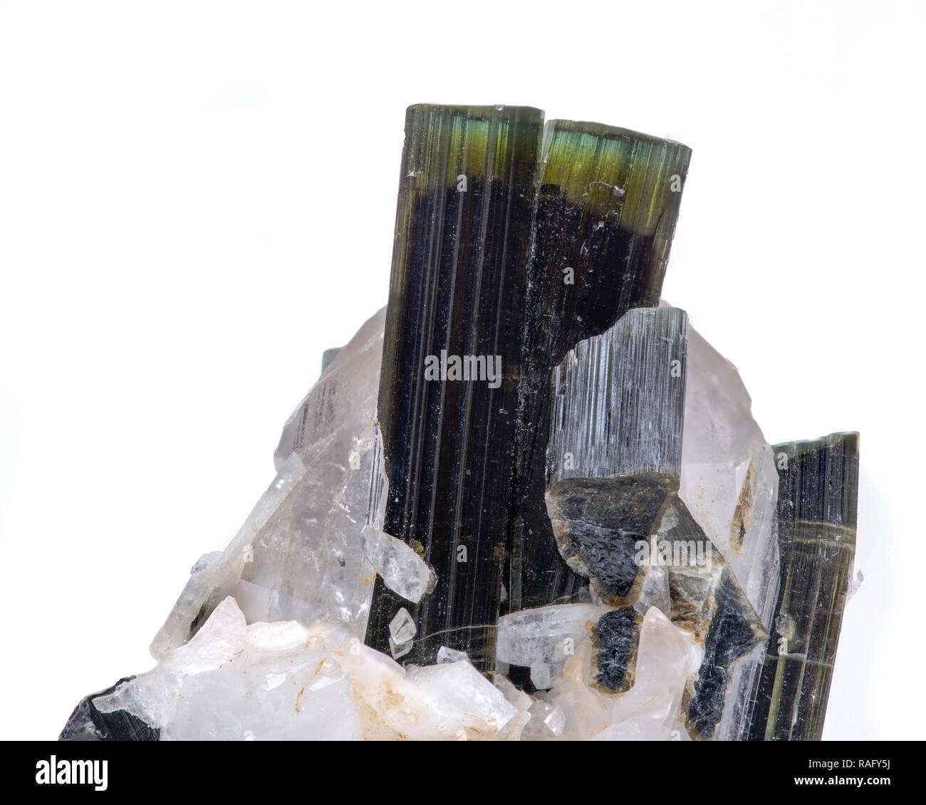 Gem quality Green Tourmaline crystal on matrix with a nice clear topaz ...