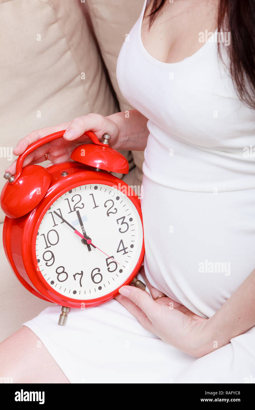 Pregnancy, motherhood, expecting concept. Pregnant woman holding big ...