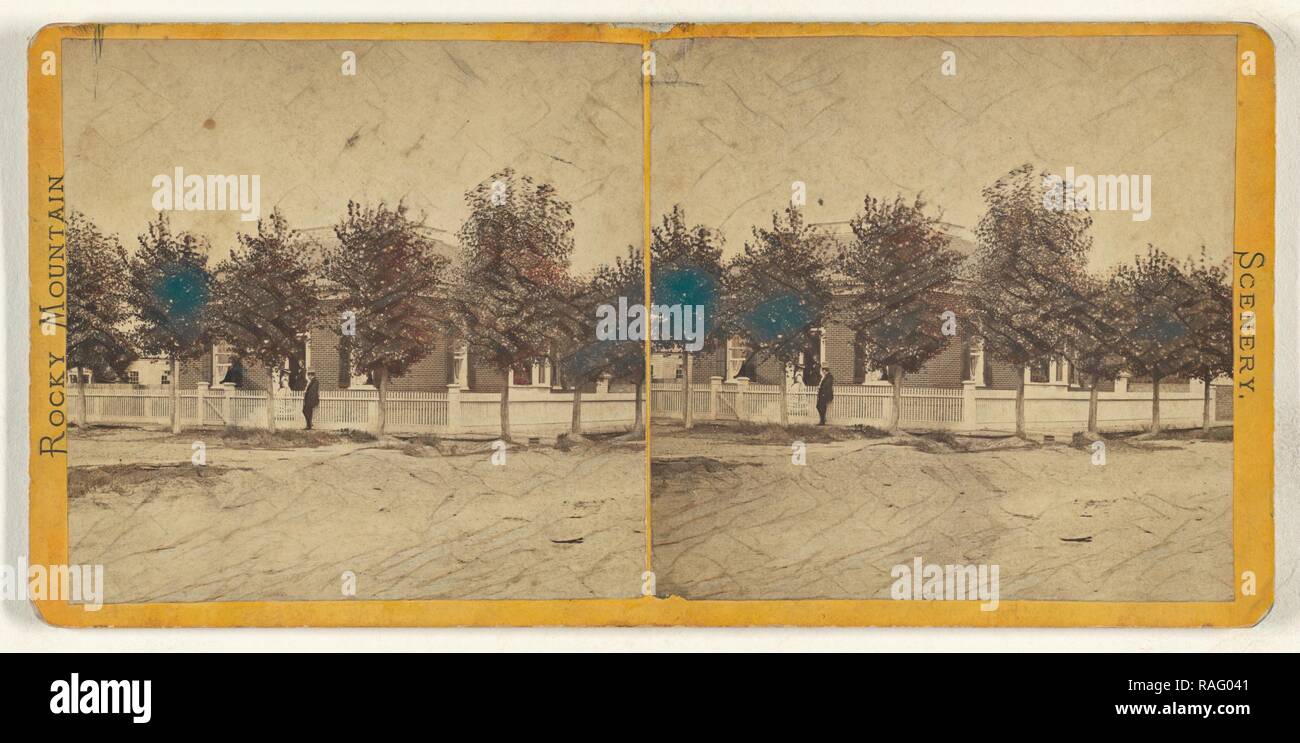 Rocky Mountain Scenery. Man in hat standing in front of a large tree ...