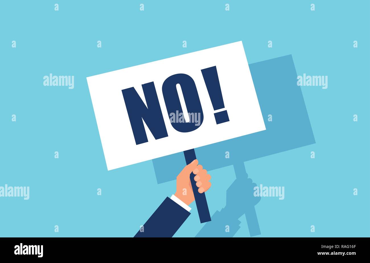 Vector of a businessman hand holding a No answer choice placard Stock ...