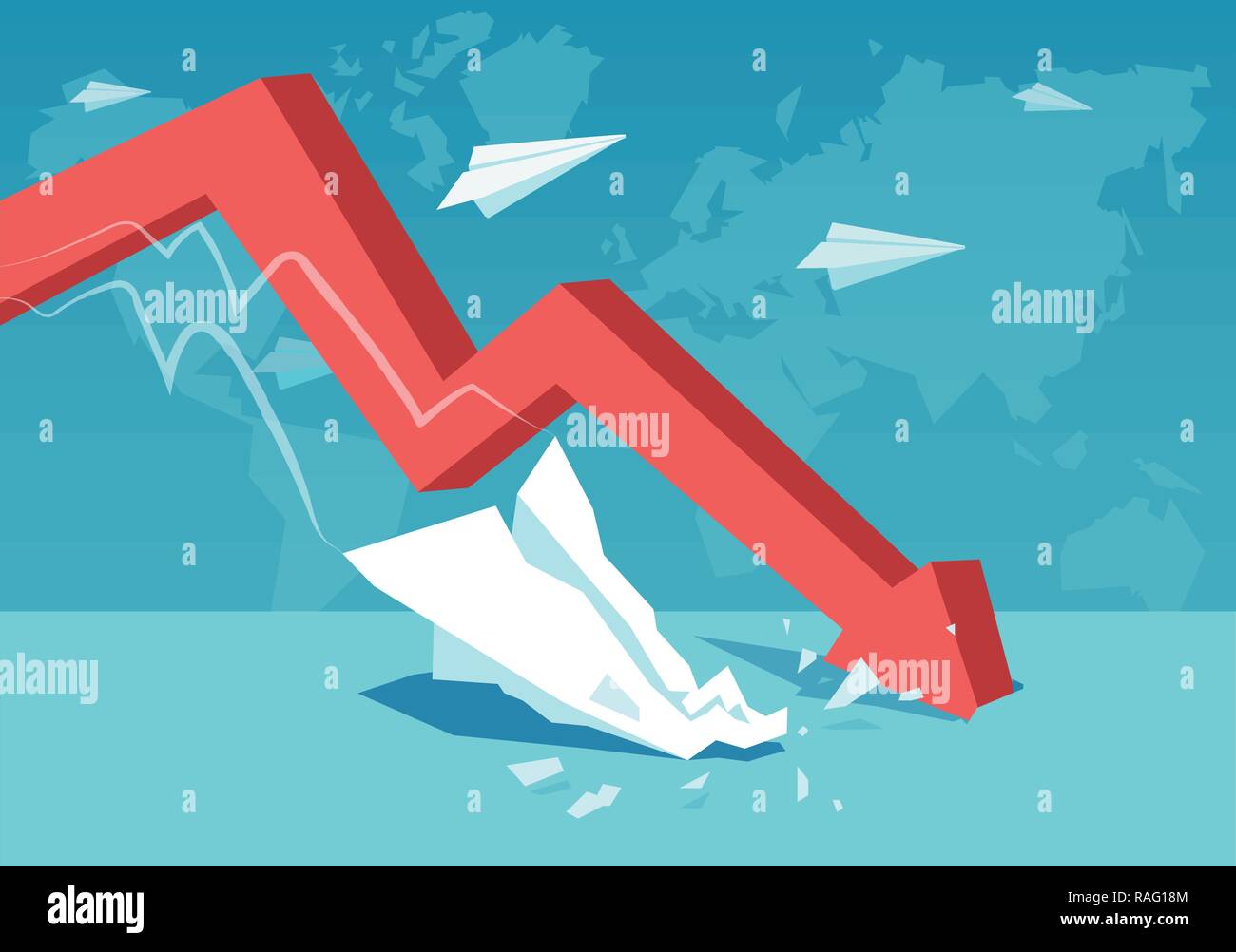 Graphic red arrow representing fast decrease and crisis on global level Stock Vector Image & Art ...