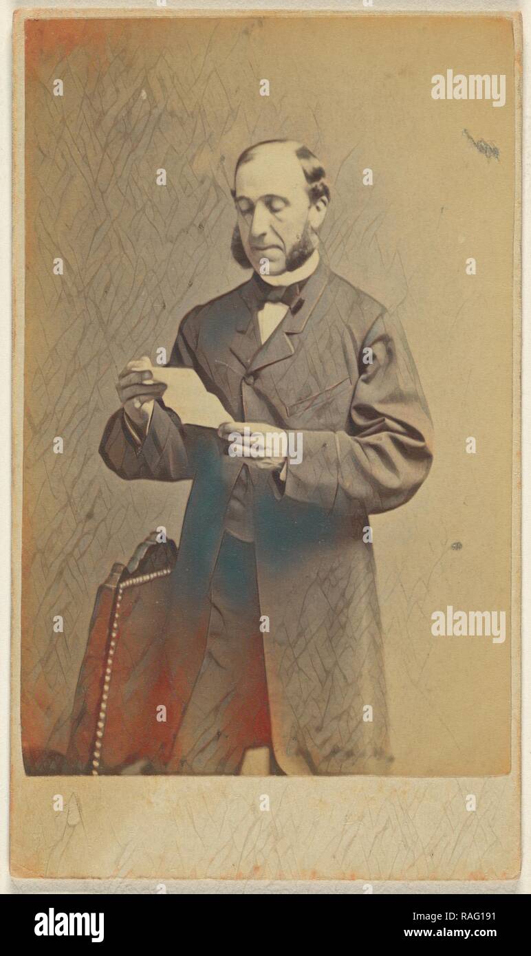Man with muttonchops reading a letter, standing, J.A. Whipple (American ...