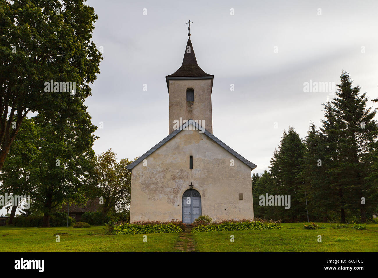 Typical Lutheran church in Estonian village Stock Photo - Alamy