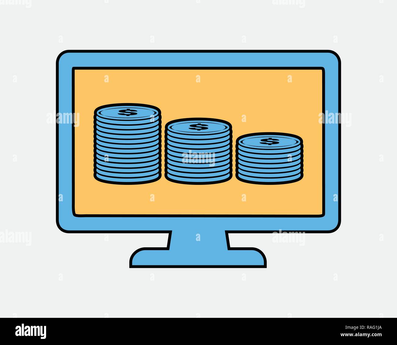 Colorful Online currency icon on gray background. Coin symbol on ...