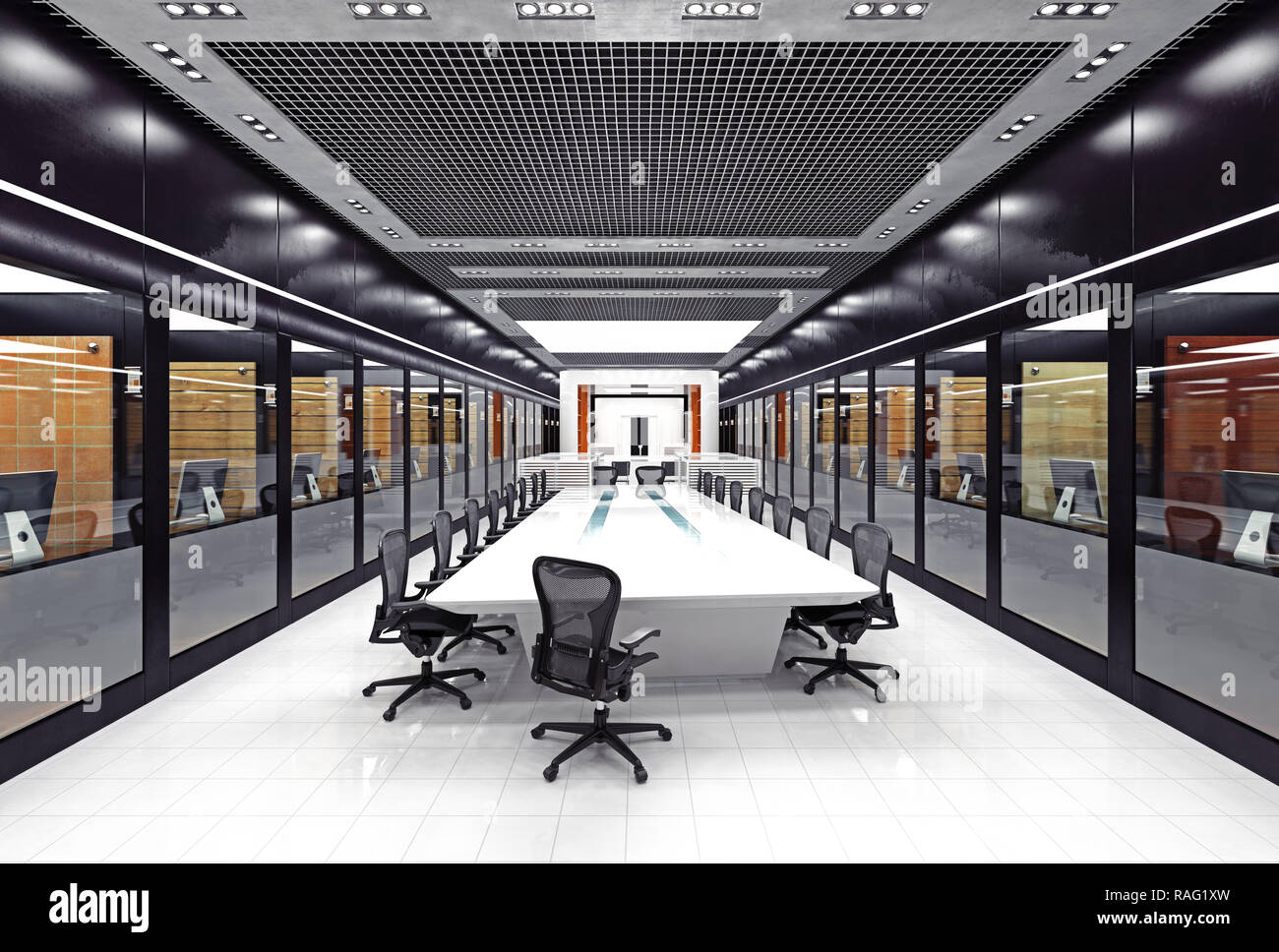 modern office interior design concept. 3d rendering Stock Photo - Alamy