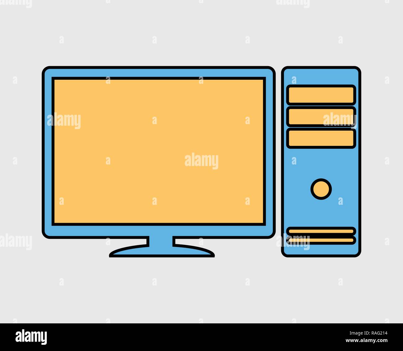 Colorful Computer Icon with Monitor and CPU Stock Vector Image & Art ...