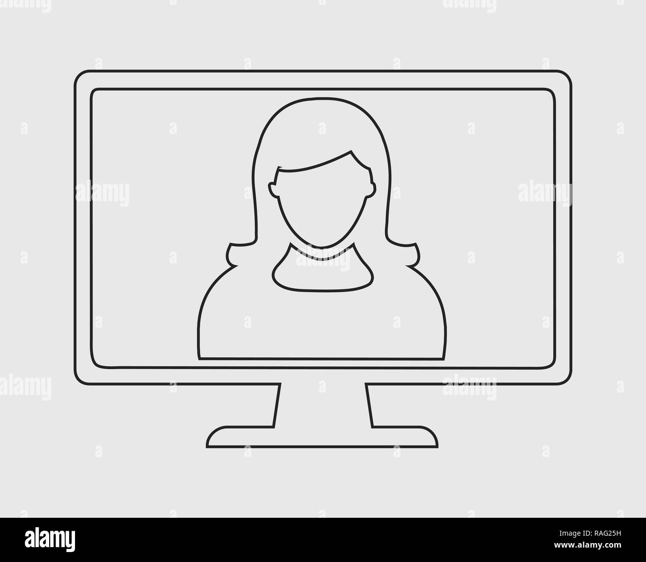 Woman desk computer monitor Black and White Stock Photos & Images - Alamy