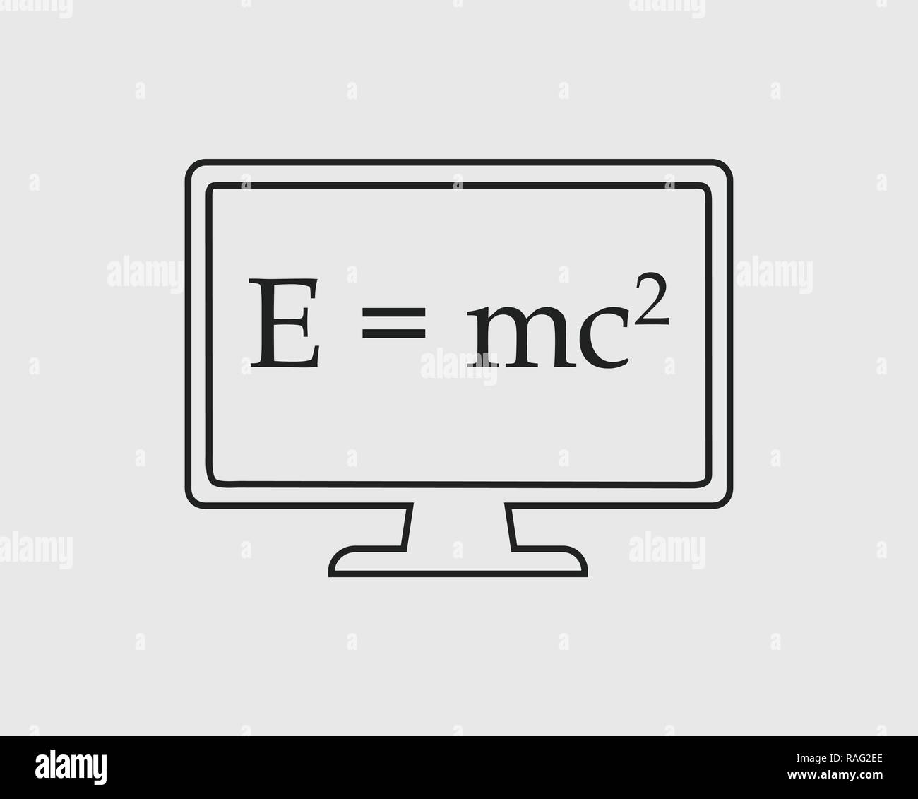 Physics line Icon. E=mc square equation on computer screen Stock Vector ...