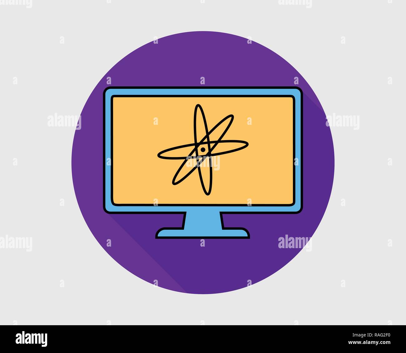 Colorful Physics Icon. Atom on computer Screen Stock Vector Image & Art ...