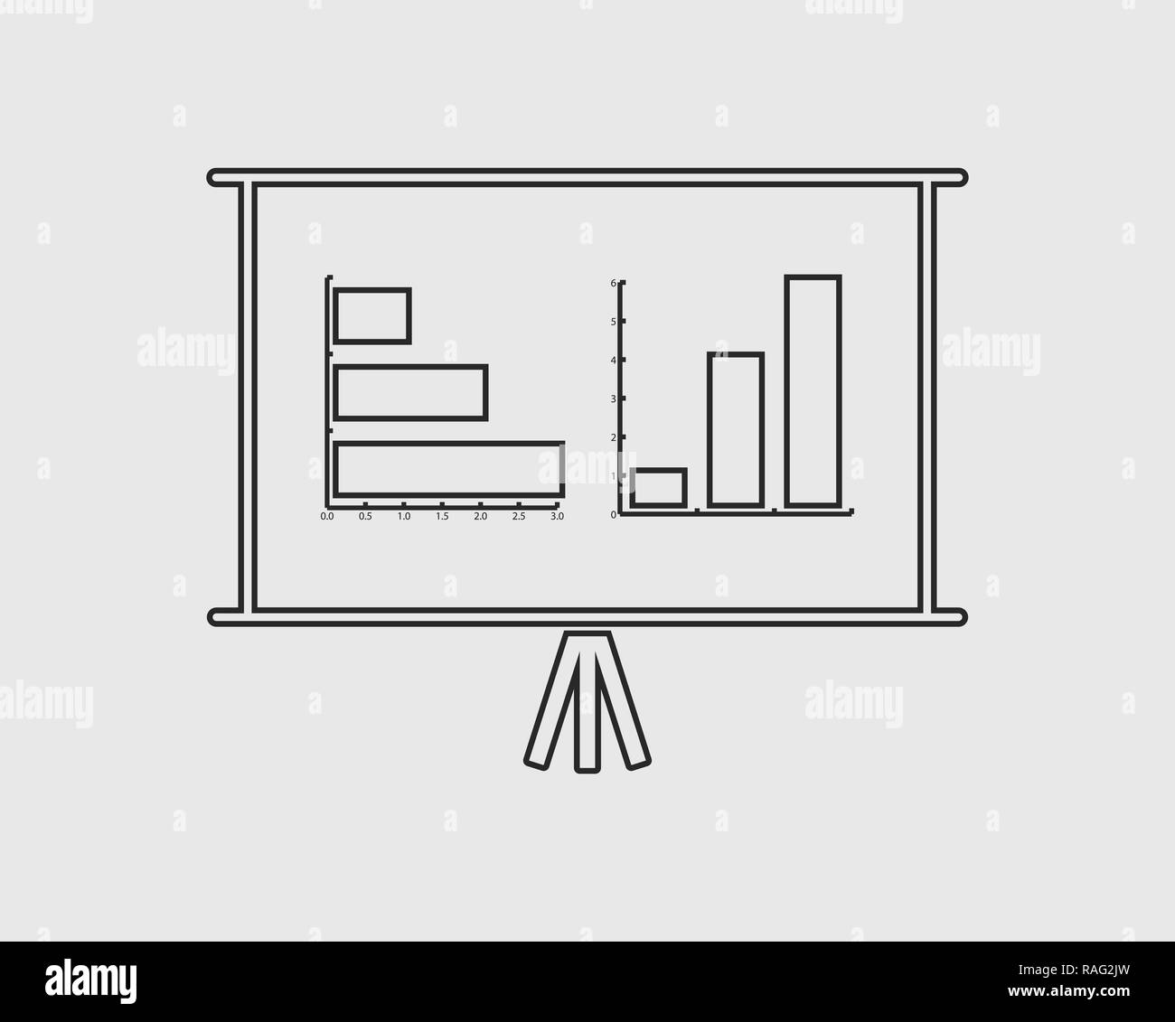 Presentation billboard sign line icon. Scheme and Diagram symbol ...