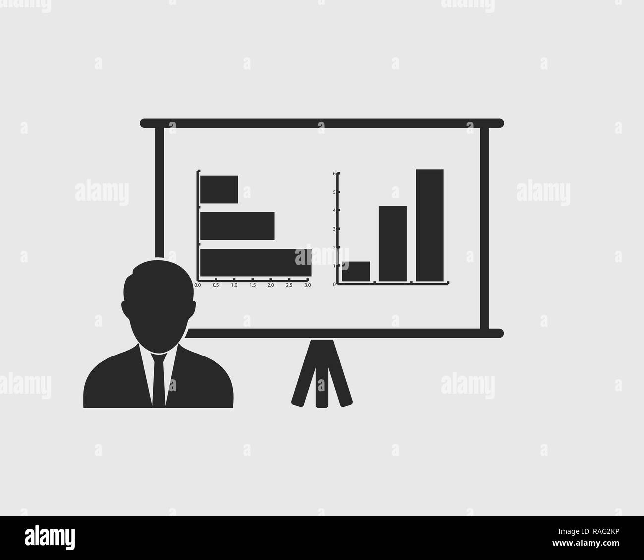 Presentation Icon with male symbol on gray background Stock Vector ...
