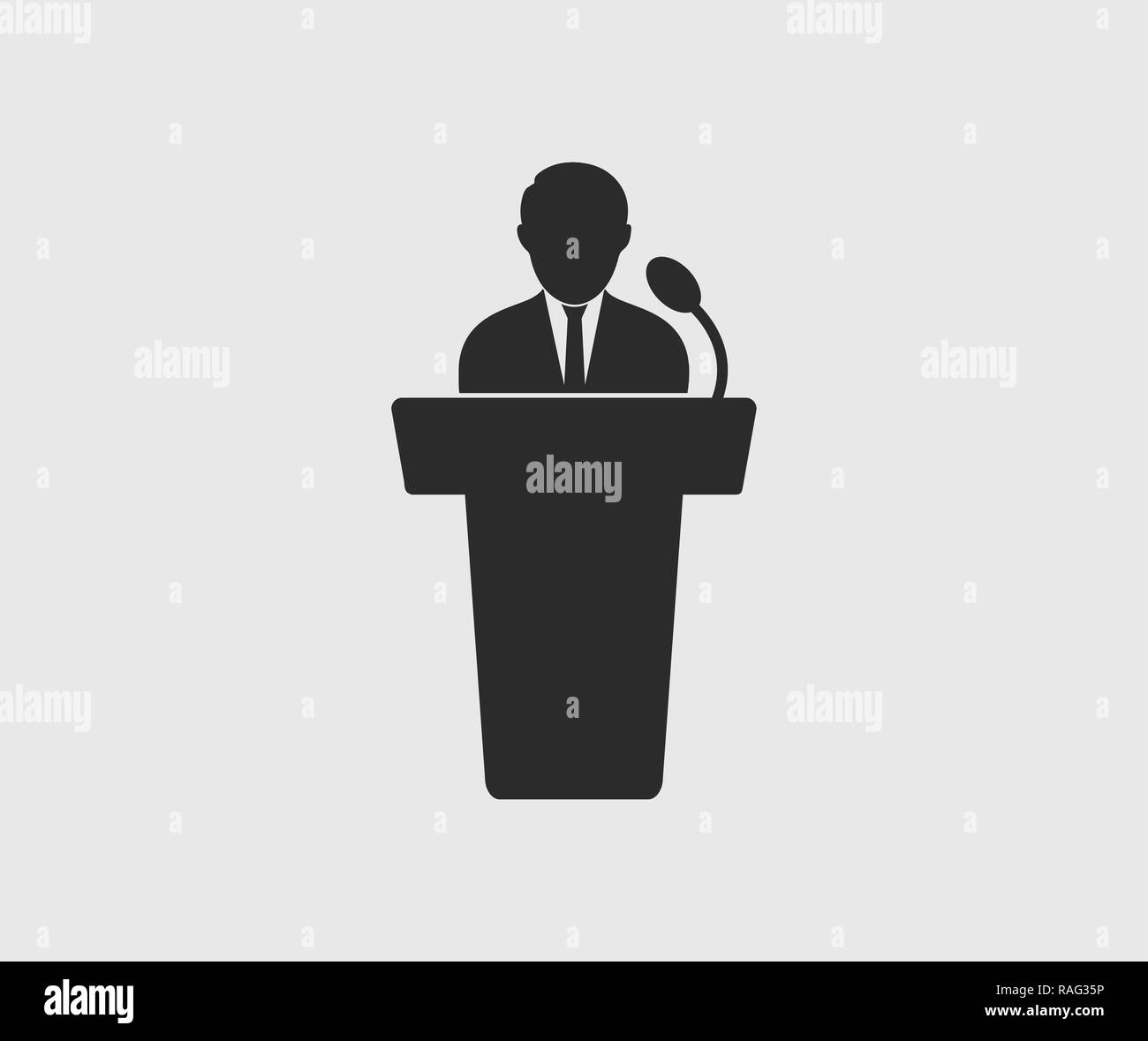 Speaker icon on gray background. Flat style Vector EPS Stock Vector ...