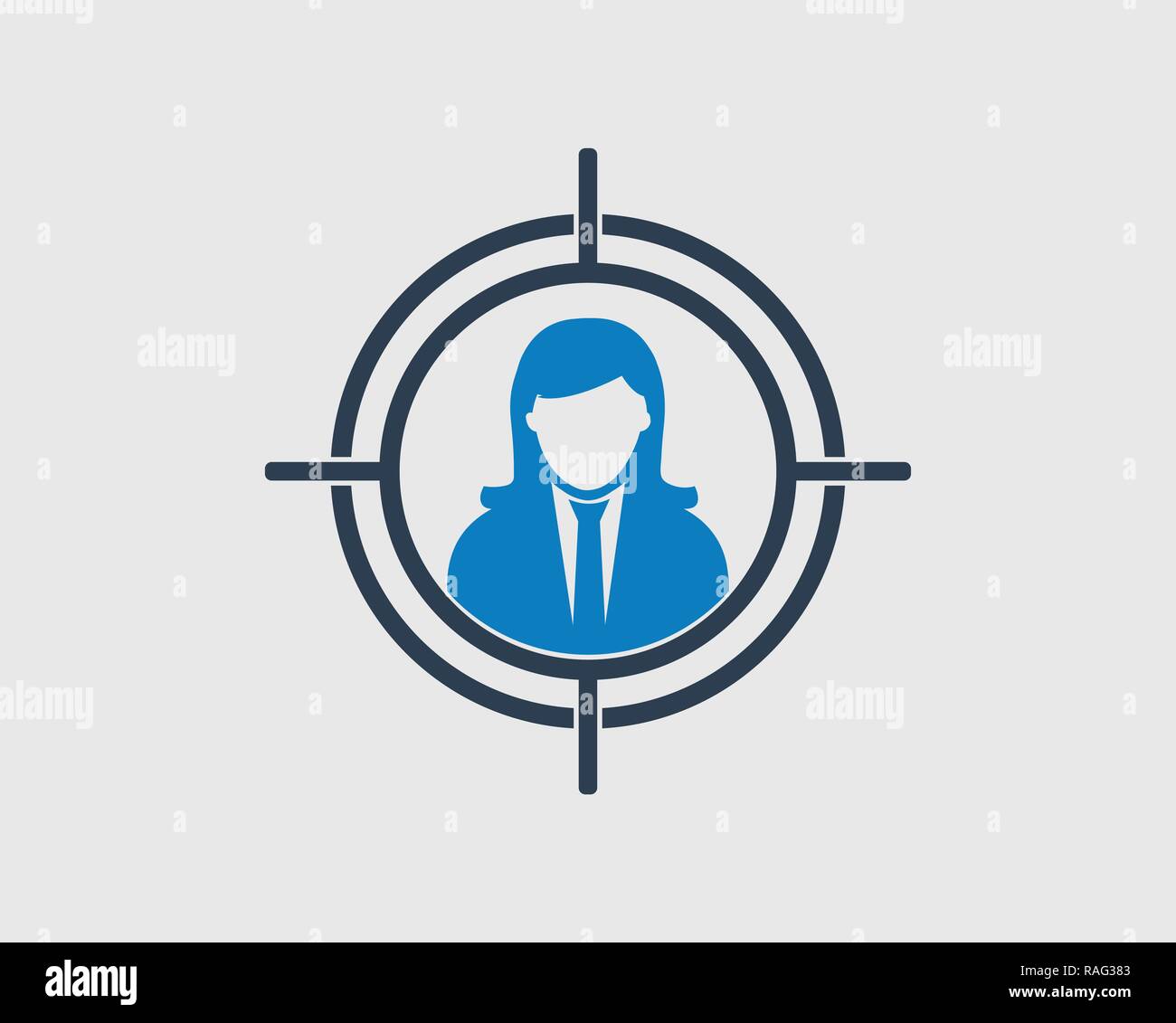 Target female audience icon on gray background. Flat Icon vector eps ...
