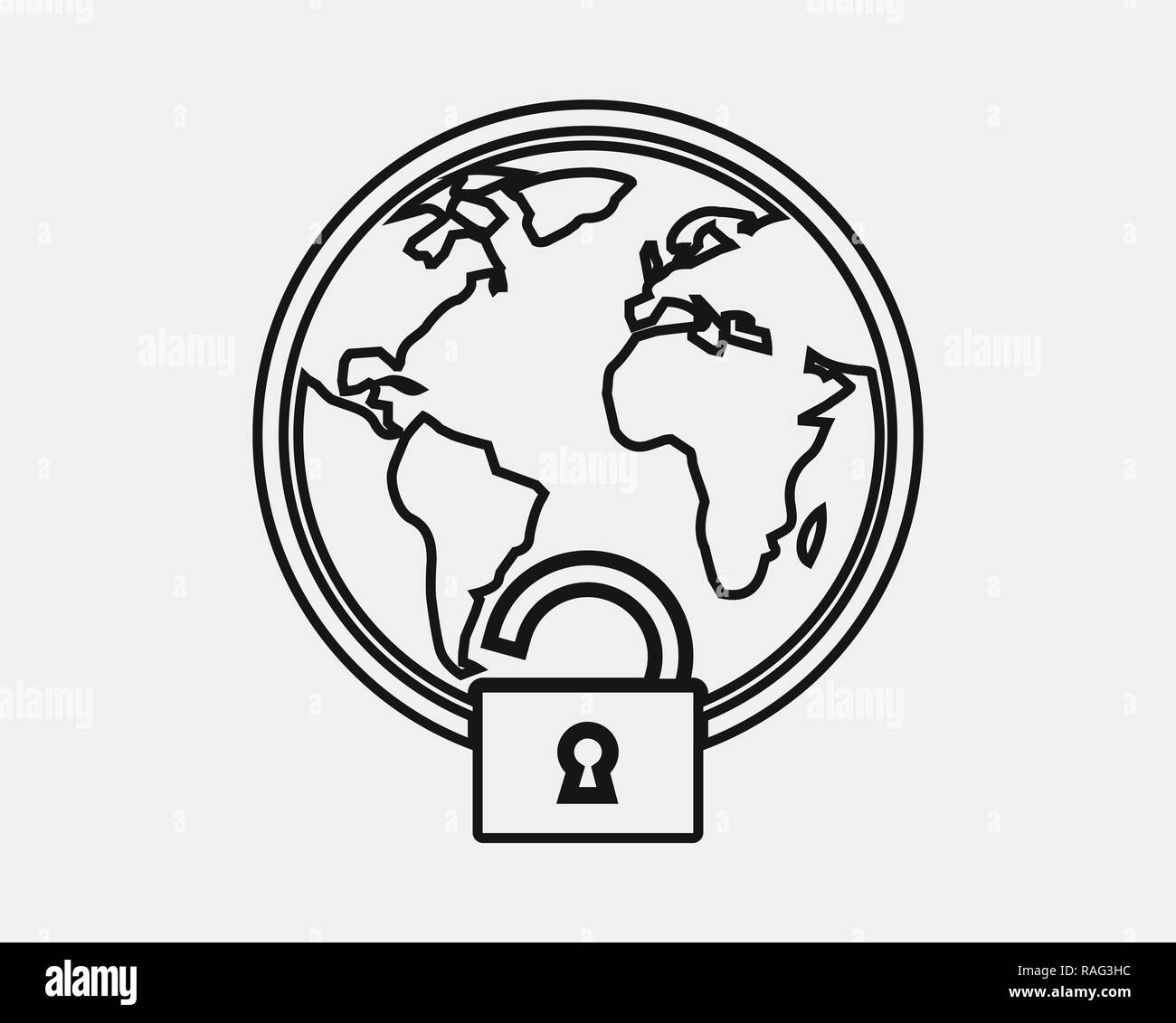 Insecure internet connection line Icon on gray background Stock Vector ...