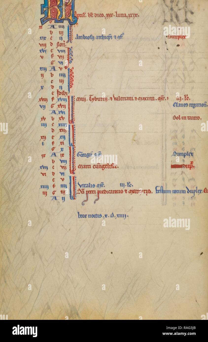 Calendar Page, Lyon, France, begun after 1234 - completed before 1262 ...