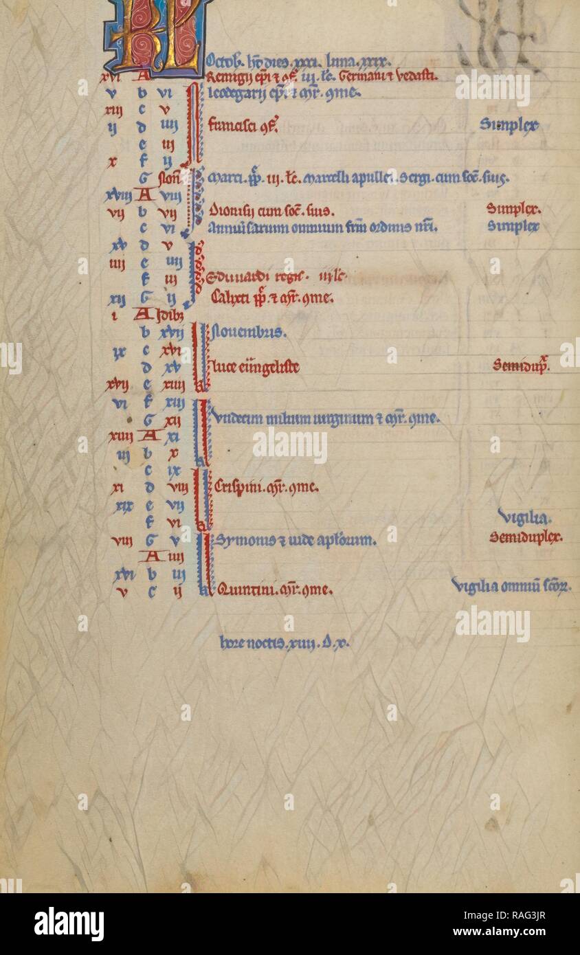 Calendar Page, Lyon, France, begun after 1234 - completed before 1262 ...