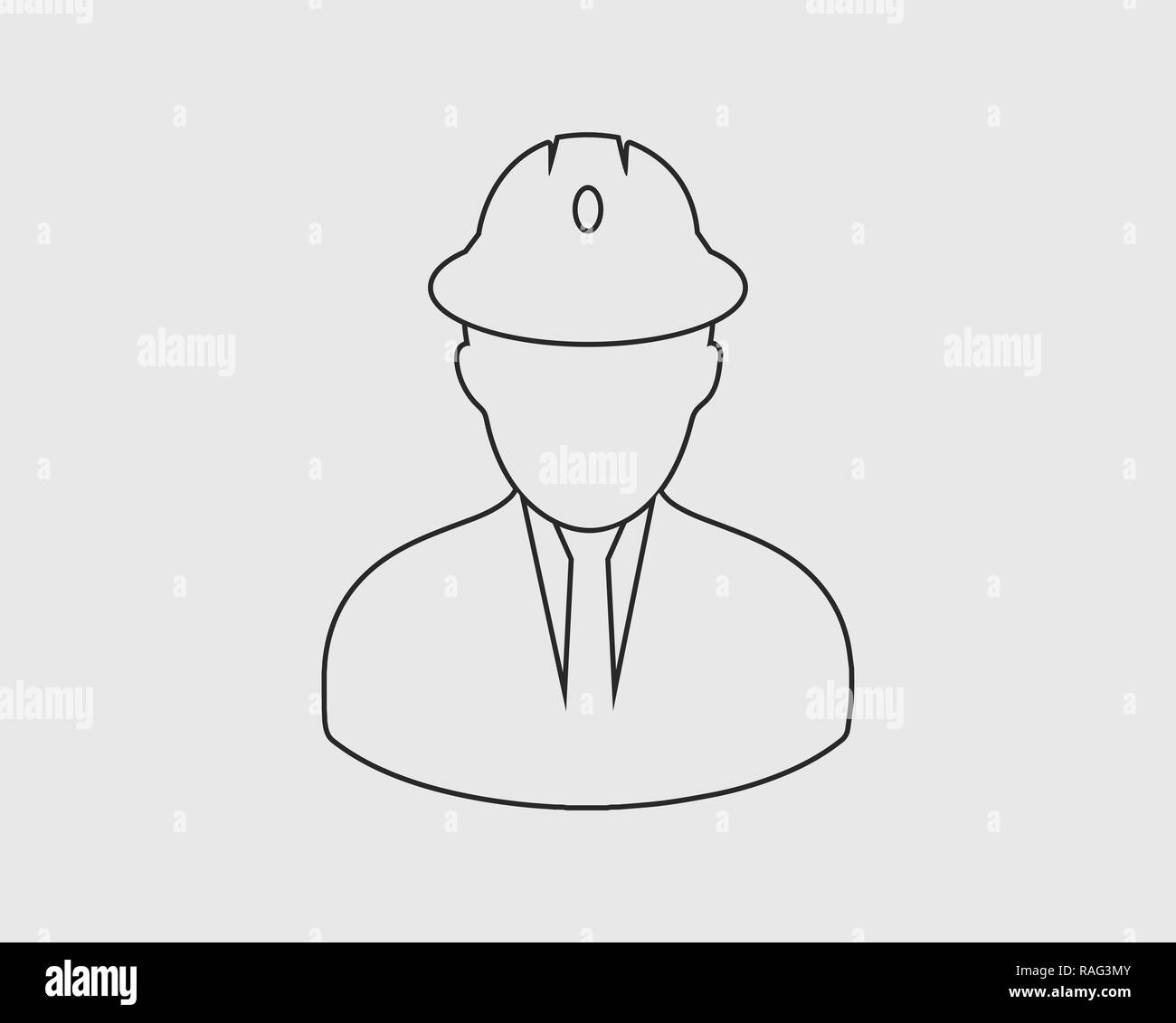 Engineer line Icon. Male symbol with helmet on head Stock Vector Image ...