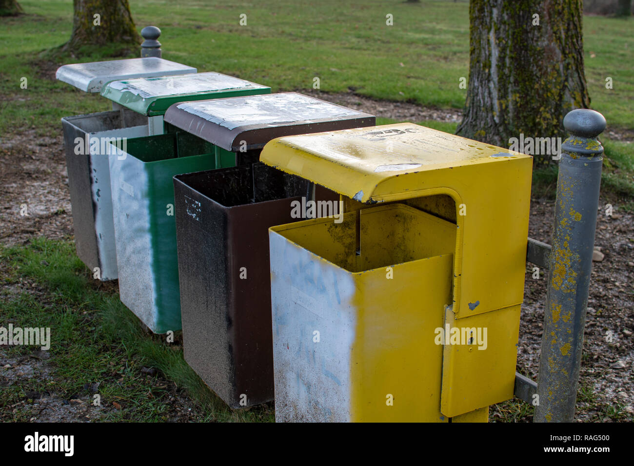 Four waste bins hi-res stock photography and images - Alamy