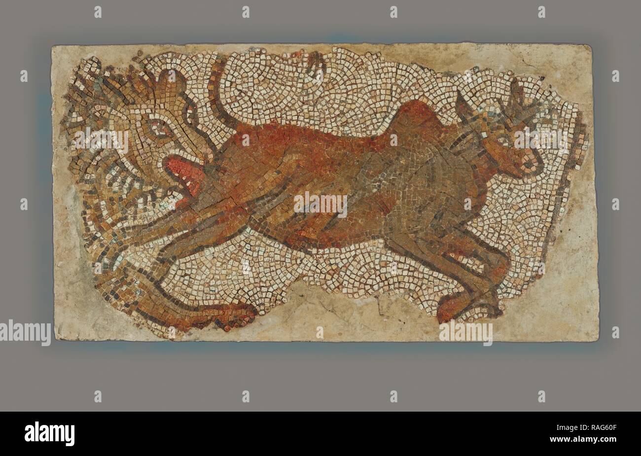 Mosaic of a Lion Chasing a Bull, Syria, 5th - 6th century, Mosaic, 81.3 ...