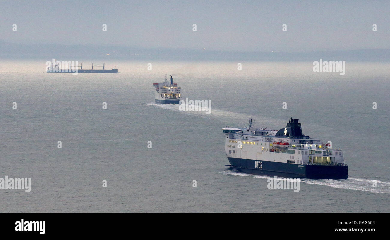 Ferries cross The Channel from the Port of Dover in Kent Stock Photo ...