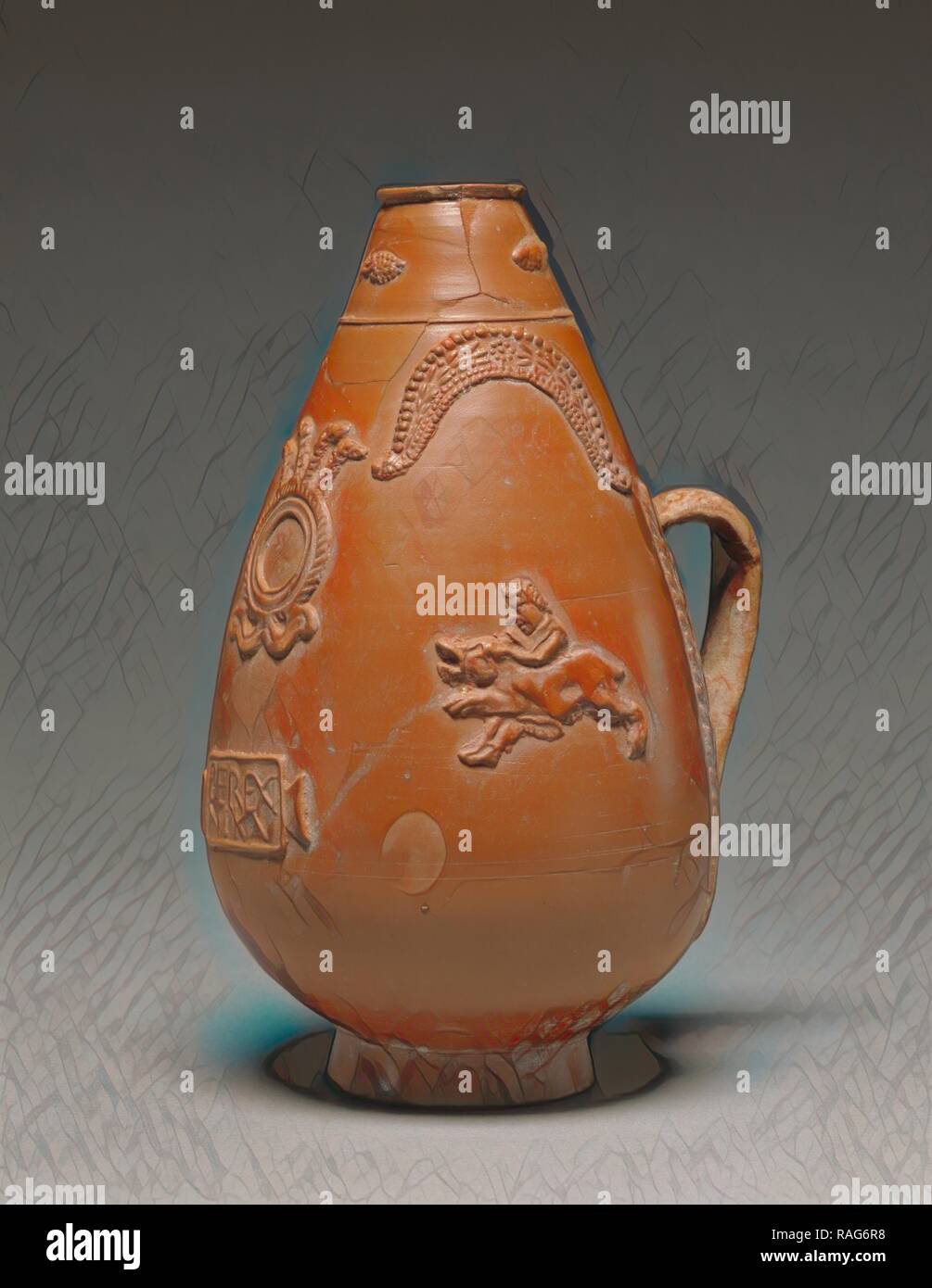 Jug with Gladiators Fighting Wild Beasts, North Africa, Tunisia, 200 ...