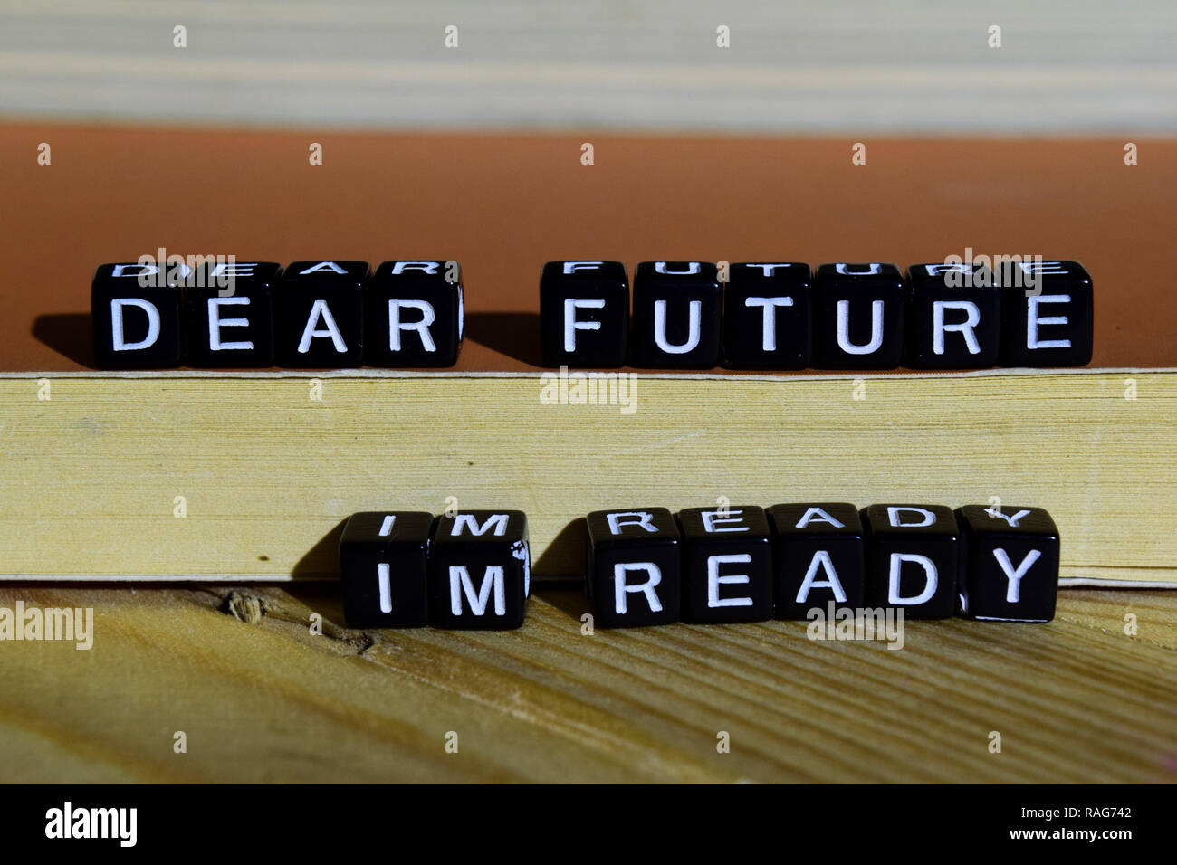 Dear future I'm ready on wooden blocks. Motivation and inspiration ...