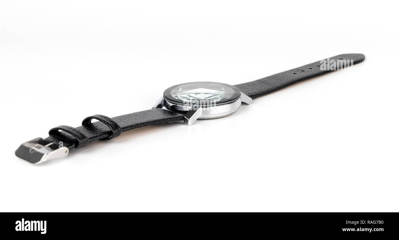 Luxury leather men hand watch isolated on white Stock Photo - Alamy