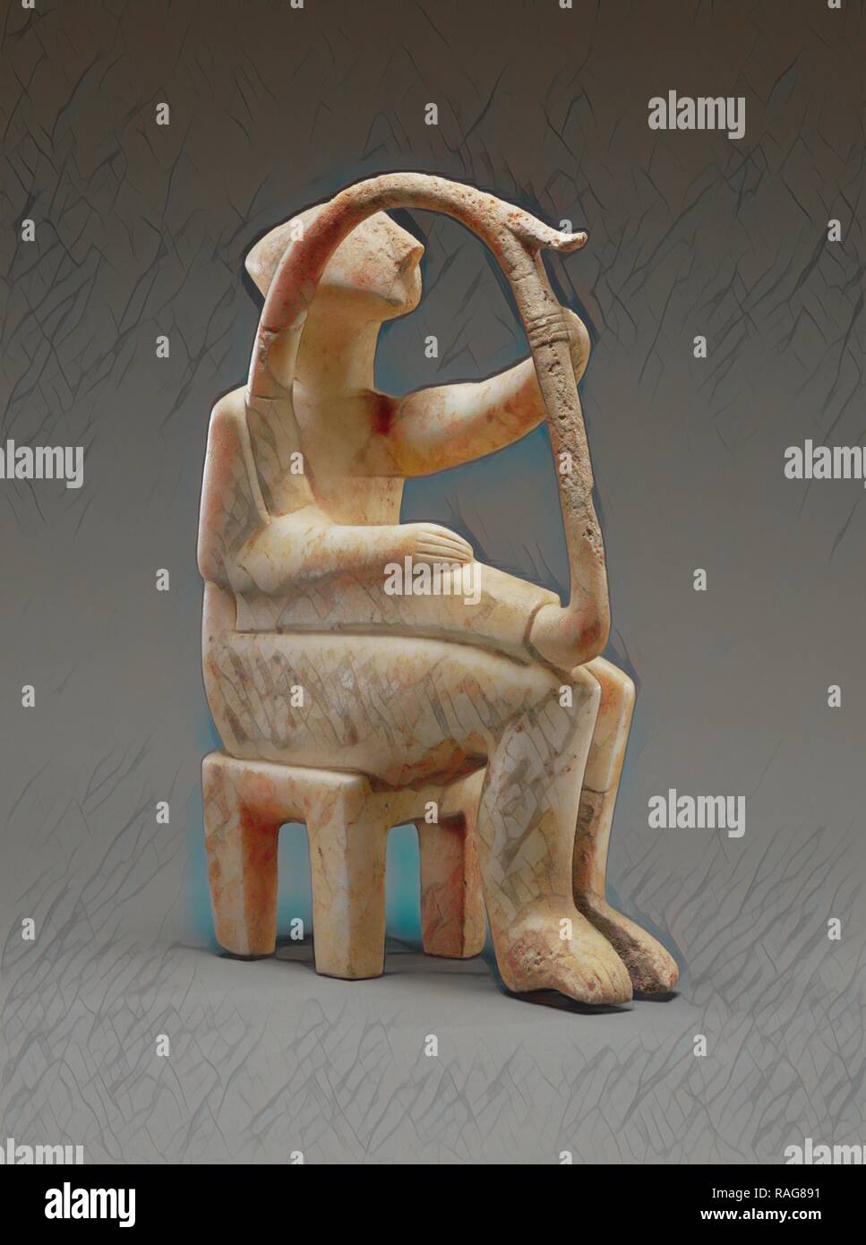 Harp Player, Cyclades, Greece, 2700 - 2300 B.C, Marble, 35.8 × 9.5 × 28 ...